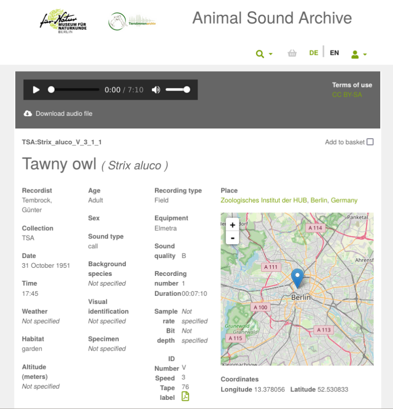 Refactoring the Animal Sound Archive – Visualizing biodiversity data